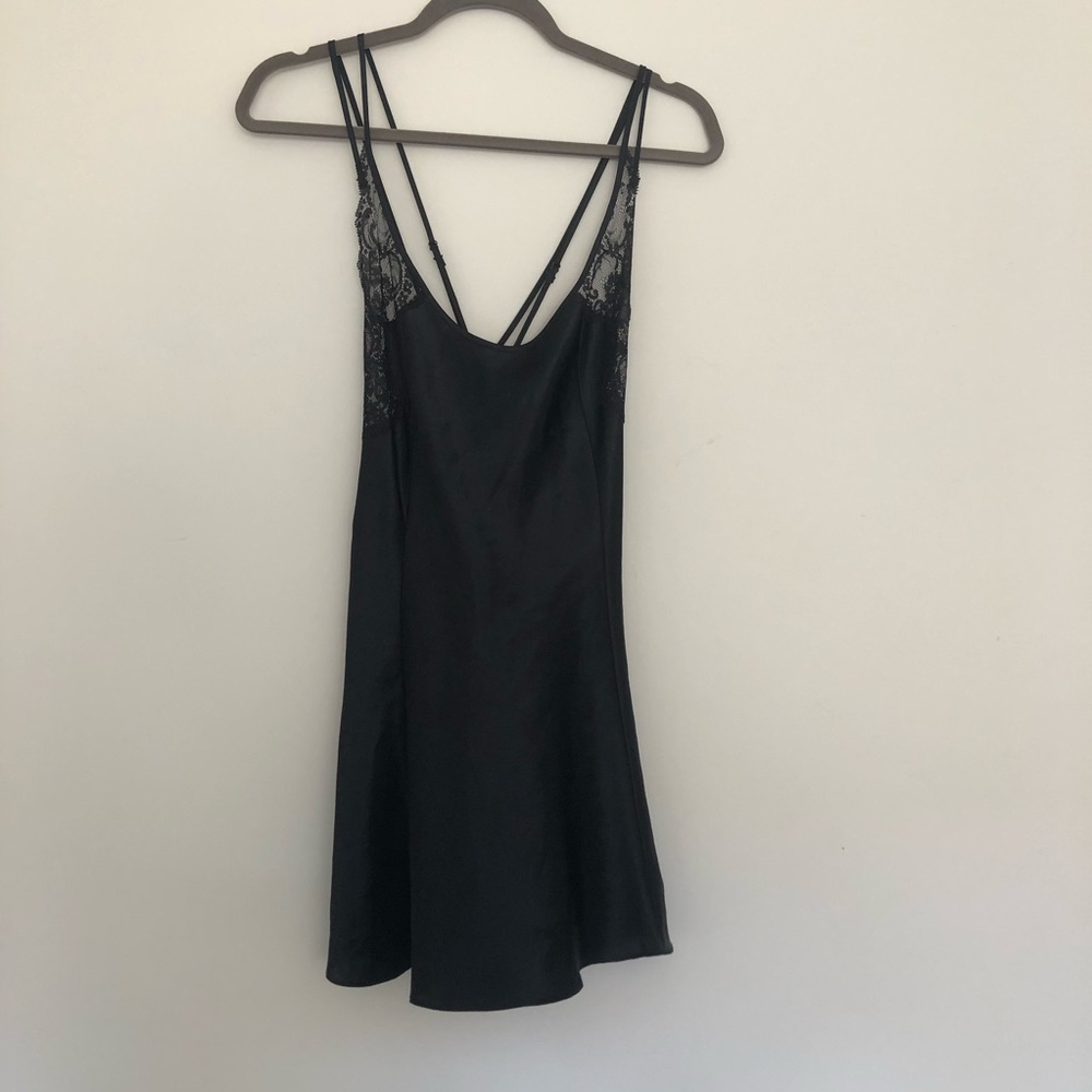 Victoria’s Secret Black Satin Lace Slip Dress - Gem